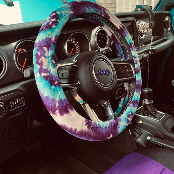 Aqua Purple Steering Wheel Cover ( WARM ) Fleece Wheel Cover/ Car ...