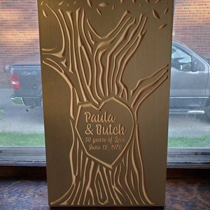 Initials Carved in Tree Personalized Anniversary and Wedding Gift Wood ...