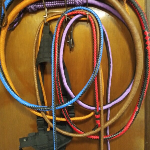 Paracord Nylon Bull Whip 06 to 16 Foot 28 Plait Purple & Black Bullwhip ...