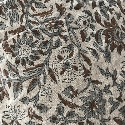Block Print Fabric, Floral Print Linen, by the Yards, Pillow Cover ...