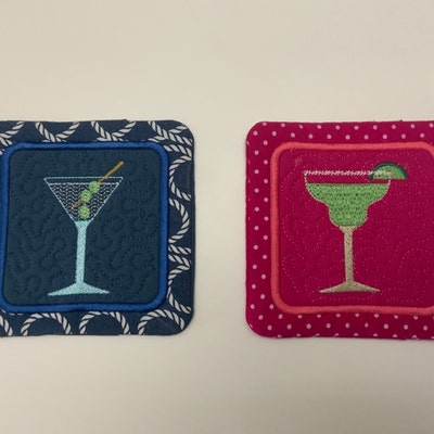 ITH Cocktail Time Coasters, in the Hoop Coasters, Martini Coasters ...