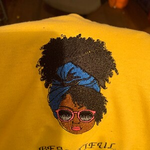 Afro Woman Machine Embroidery Design, Black Girl Embroidery Design ...