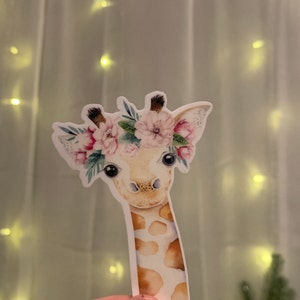 Giraffe With Flower Crown Sticker, Aesthetic Stickers, Giraffe Sticker ...