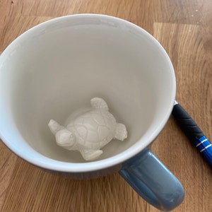 TURTLE Ceramic Mug by Creature Cups Surprise 3D Ocean Animal at Bottom ...