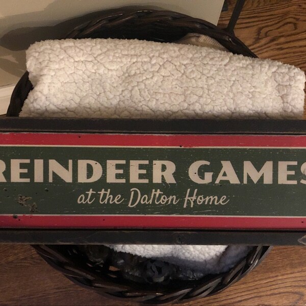 Reindeer Games Wood Sign, Personalized Family Last Name Home Decor ...
