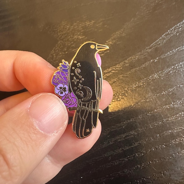 Raven Enamel Pin, Crow Enamel Pin - Etsy