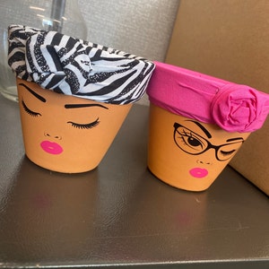 Terracotta Face Planter Pots With Headwrap Pot Head Gift - Etsy