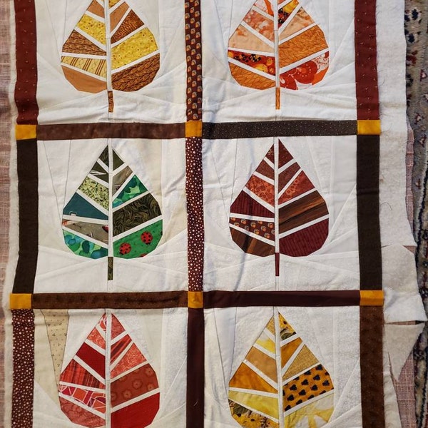 Geometric Leaf Foundation Paper Piecing FPP Quilt Block Pattern (PDF Download) || Modern Fall ...