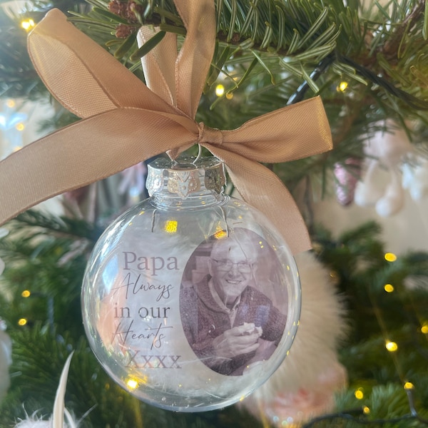 Floating Photo Memorial Memory Bauble, Special Bauble, Personalised ...