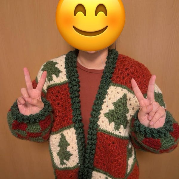 Christmas Crochet Cardigan Pattern: PDF Crochet Cardigan Pattern, Holiday Sweater, Size ...