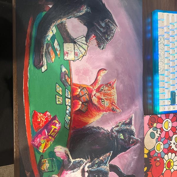Cats Playing Magic the Gathering TCG Playmat - Stitched Edge 3mm ...