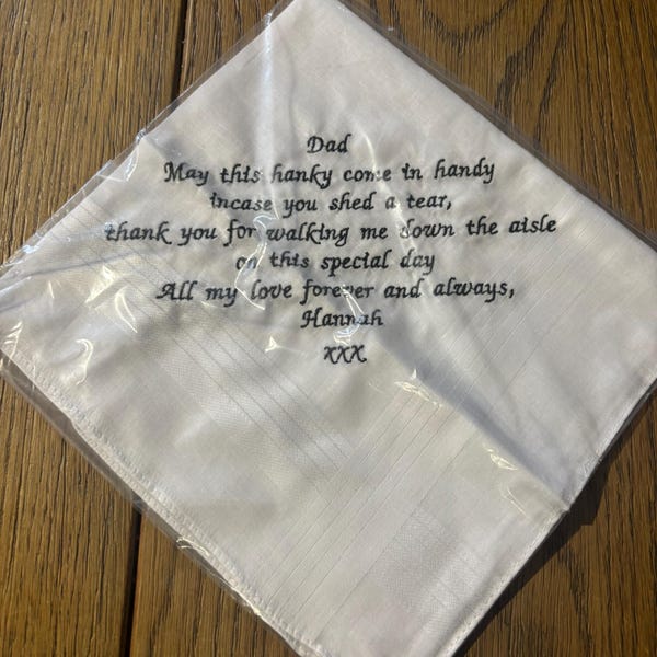 Personalised Wedding Handkerchief With Love Men Hankie Groom Partner ...