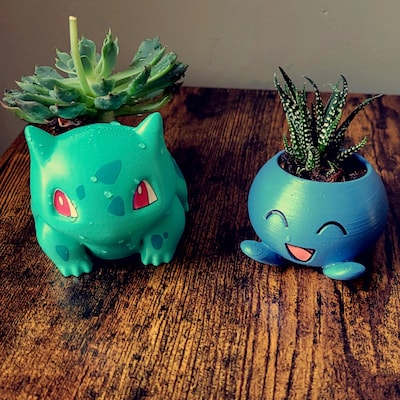 Bulbasaur pintado y maceteros extraños con suculentas/cactus - Etsy México