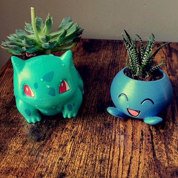 Painted Bulbasaur and Oddish Planters With Live Succulents/cacti two ...