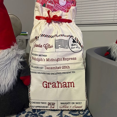 Personalized Santa Bag, Canvas Santa Bag, Santa Sack, Christmas Gift ...