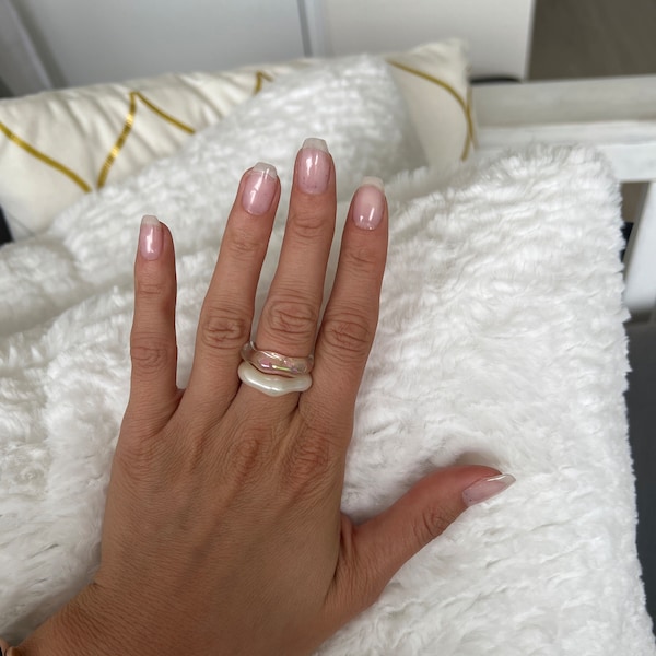 Acrylic Ring / Resin Ring / Clear Ring / Pearl Ring / Stack Skinny Ring ...