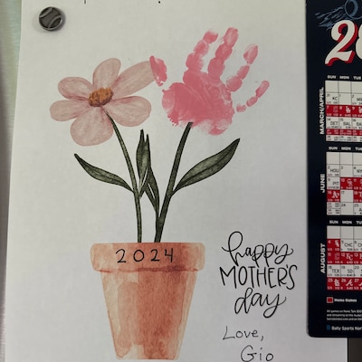 Flower Handprint Craft Art, Printable for Mom or Grandparents Handprint ...