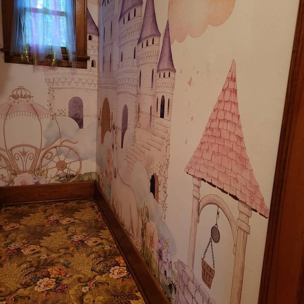 Fairytale Castle Wall Mural, Princess Castle Wall Mural, Unicorn ...