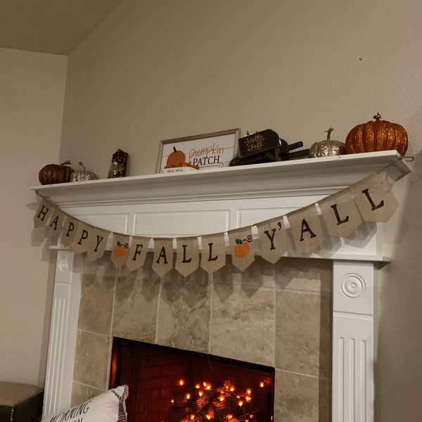 Happy Fall Y'all Burlap Banner, Happy Fall Yall Bunting, Happy Fall Y ...