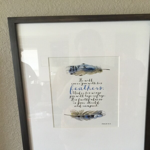 Bible Verse Printable Art, Scripture Print Art, Watercolor Feathers ...