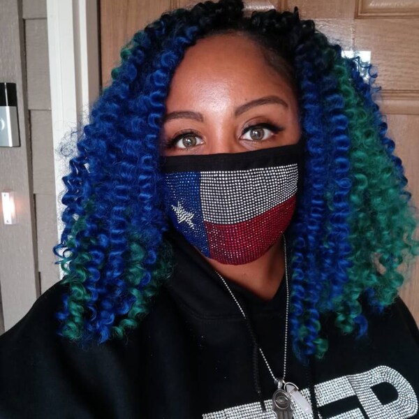 Sparkle Rhinestone Studed Bling Mesh Face Mask, Texas Flag Face Mask ...