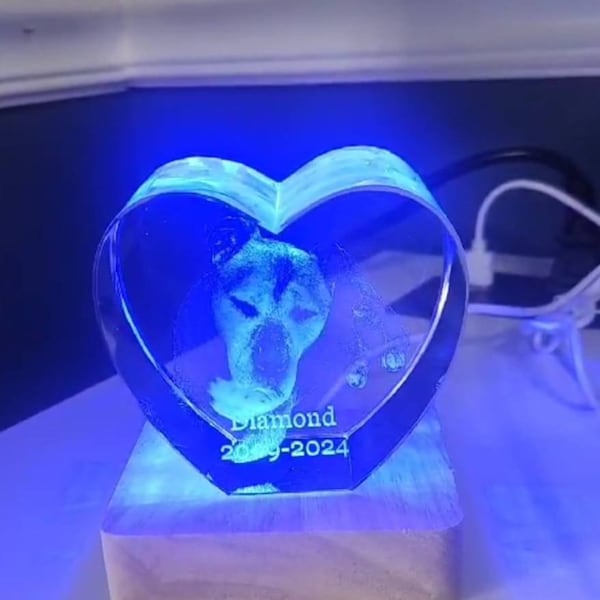 Custom 3D Crystal Photo Personalized Laser Engraved Keepsake Unique ...