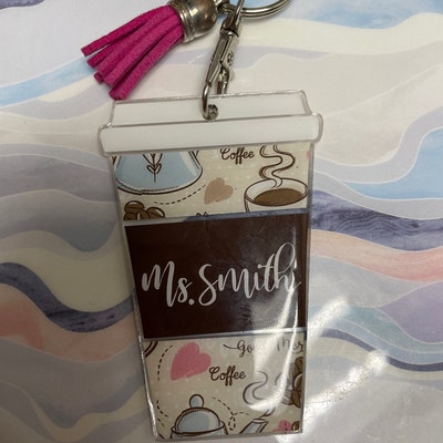 COFFEE KEYCHAIN Coffee Lovers Personalized Keychain Gift for Her Custom ...