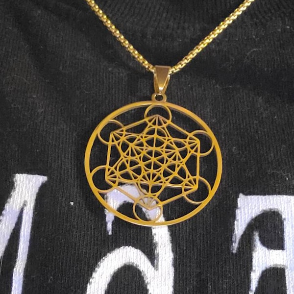 Sacred Geometry Necklace | METATRON'S CUBE Gold Necklace | Gold Flower ...