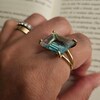 Blue Topaz Ring Wide Rectangle Ring Gold Ring 14k Solid - Etsy