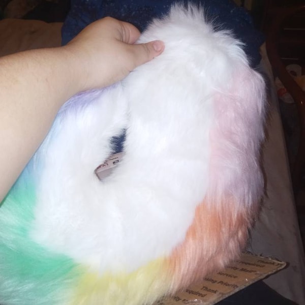 Pastel Rainbow and Black Husky Fursuit Curl Tail - Etsy