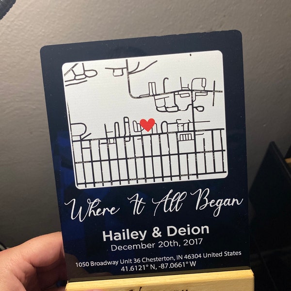 First Date Love Street Map Acrylic Plaque, Coordinates Where We Met ...