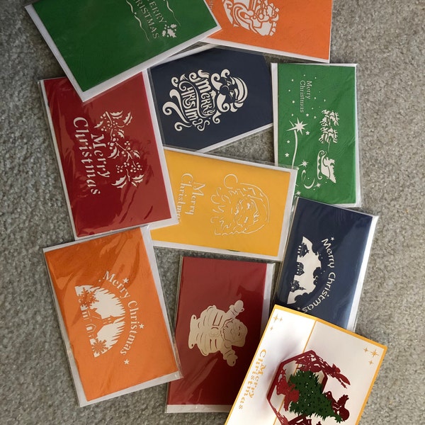 Pop up Christmas Cards Set Lot 10 Pcs Assortment- Value Boxed 3D ...