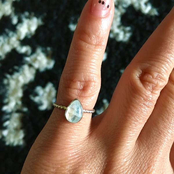 Moonstone Stackable Ring; Rainbow Moonstone Ring; Gold Moonstone Ring ...