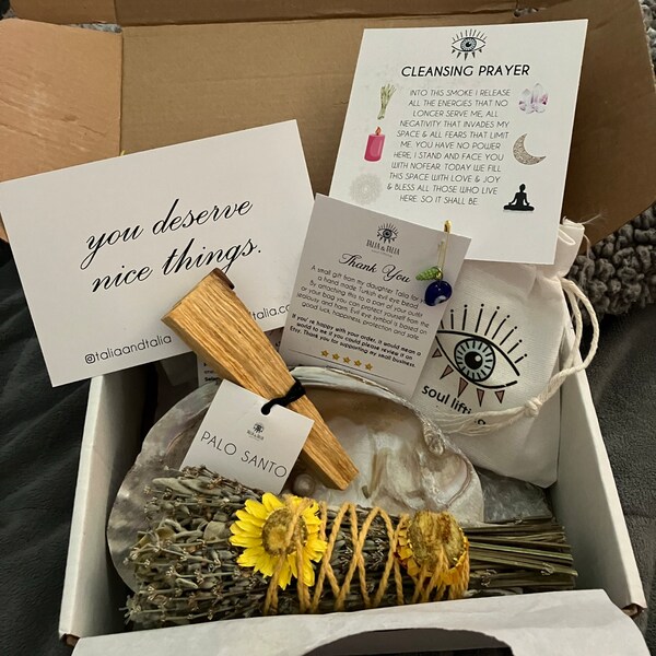 New Beginnings Ritual Kit, Palo Santo Sage Selenite Shell Bowl Set ...
