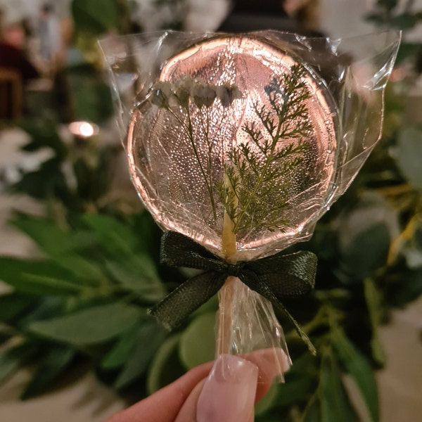 10 Gold Peach Elder Flower Lollipops, Edible Hard Candy With Natural ...
