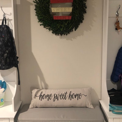 Home Sweet Home Pillow Lumbar Bench Long Narrow Cushion Handmade Hand ...