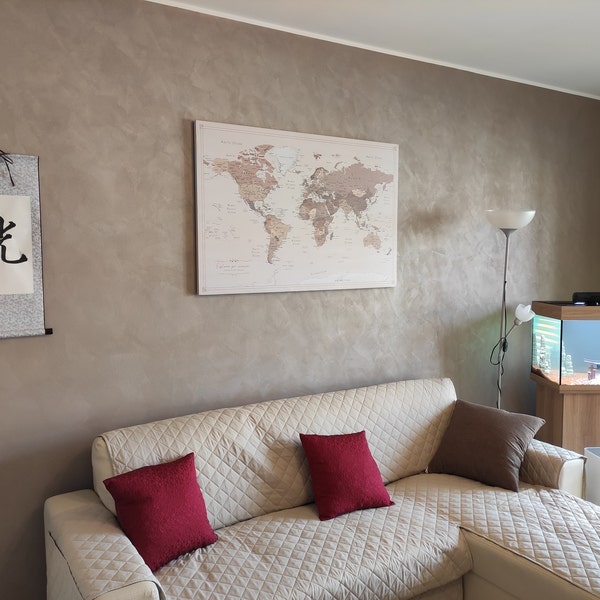 Personalized Travel World Map Vintage Notice Board Home Decor Handmade ...