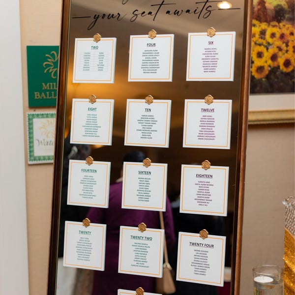 Vinyl Decal for Seating Chart - We're so Glad You're Here, Your Seat ...