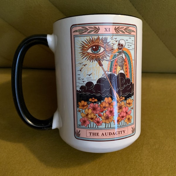 Audacity Tarot Card Mug, Occult Skeleton Tarot Card Coffee Mug, the ...