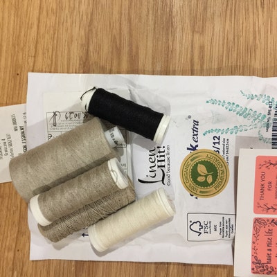 Linen Thread Natural Grey X 100 Meters Set of 1/5/10 Spools Czech Linen ...