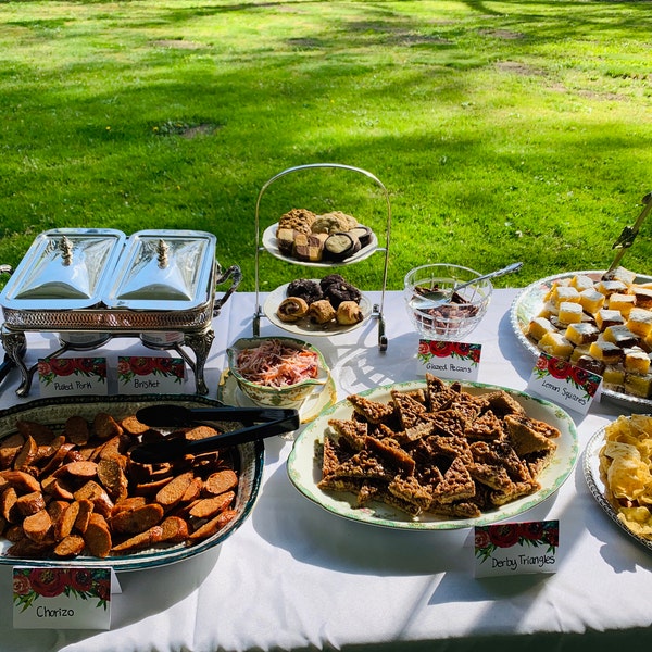 Roses Food Cards. Table Tents. Digital Food Signs. Garden Party. Party ...