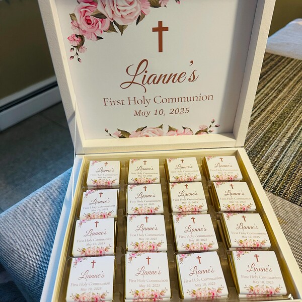 First Holy Communion Chocolate Box, Gift for Guest, Boy Communion ...