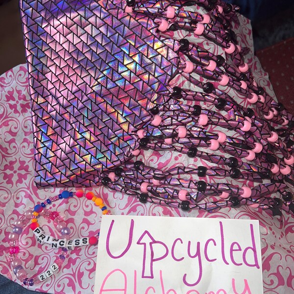 Holographic Rave Bandana - Festival Bandana With Bead Fringe - Etsy