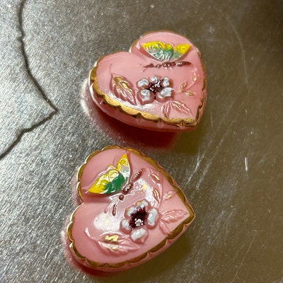 Czech SWAN Buttons Hand Painted Glass Swans Czech Glass Buttons Six 6 ...