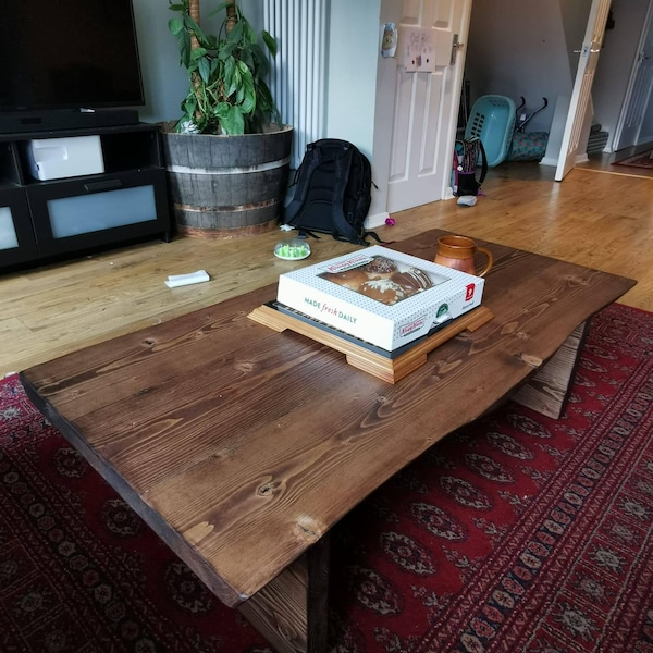 Waney / Live Edge Coffee Table Rustic Tudor Oak Solid Wood Chunky Low ...