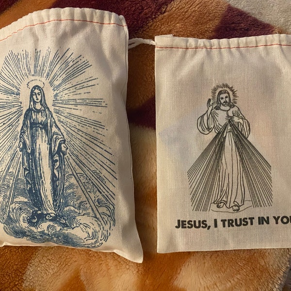Jesus Divine Mercy Bag - Catholic Prayer Bag - Drawstring Bags - Cotton ...