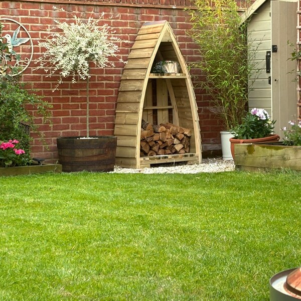 New!!! Gothic Arched/boat - Shaped Log Store. DELIVERED FULLY ASSEMBLED ...