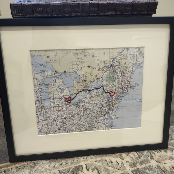 Cross Country Road Trip Map / Large Personalized Embroidered Wall Art ...