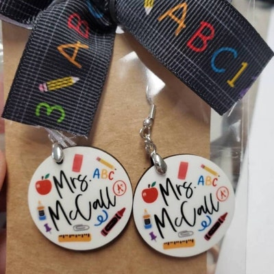Personalized Custom Teacher Appreciation Dangle Earrings. Custom Made ...