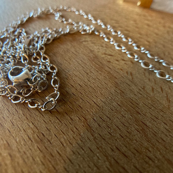 Sterling Silver Chain Necklace, Silver Plain Necklace, Cable Chain ...